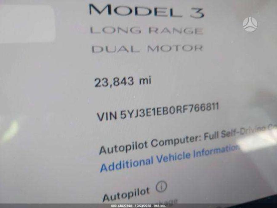 Melns Tesla Model 3 2024 Klaipėda, ar dzinēja tilpumu 0.00 L un nobraukumu 24 tūkst. km par 10100 €, foto 15 vietnē AUTOMOTO.COM.LV