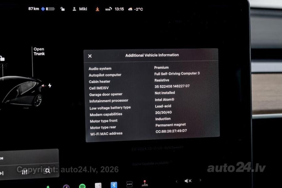 Melns Tesla Model 3 2019 Pērnava, ar dzinēja tilpumu 0.00 L un nobraukumu 133 tūkst. km par 22900 €, foto 23 vietnē AUTOMOTO.COM.LV
