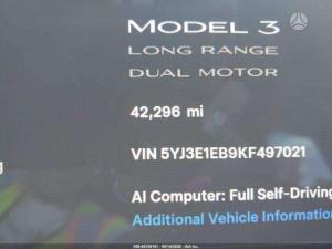 Black Tesla Model 3 2019 in Klaipeda, with an engine capacity of 0.00 L and mileage of 68 thousand km for 9500 €, photo 17 on AUTOMOTO.COM.LV
