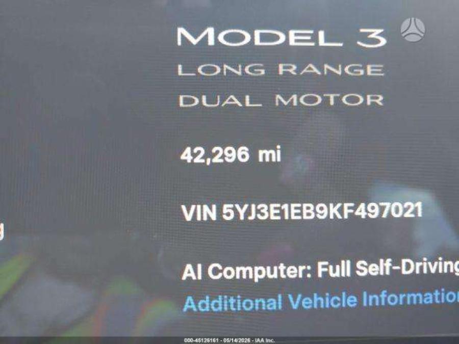 Black Tesla Model 3 2019 in Klaipeda, with an engine capacity of 0.00 L and mileage of 68 thousand km for 9500 €, photo 17 on AUTOMOTO.COM.LV