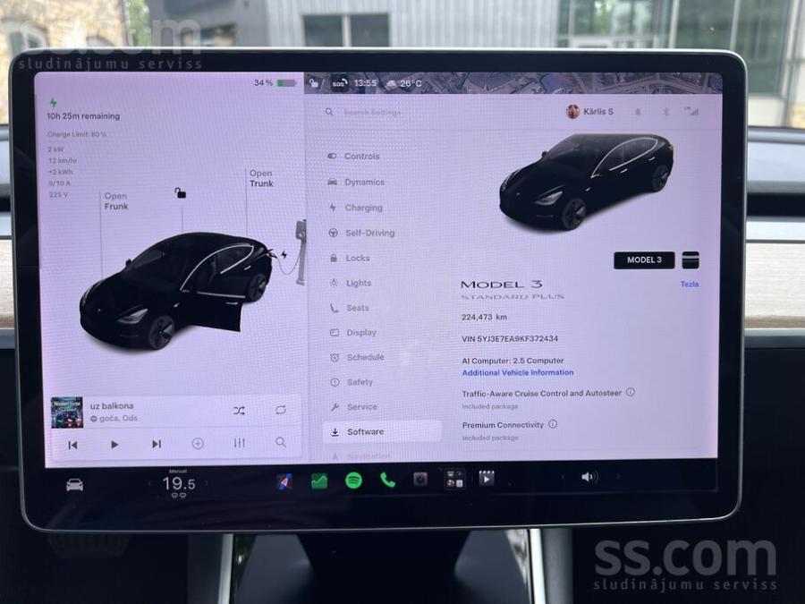 Melns Tesla Model 3 2019 Rīga, ar dzinēja tilpumu 0.00 L un nobraukumu 225 tūkst. km par 15500 €, foto 16 vietnē AUTOMOTO.COM.LV