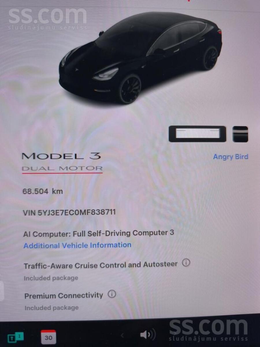 Black Tesla Model 3 2020 in Riga, with an engine capacity of 0.00 L and mileage of 69 thousand km for 28000 €, photo 7 on AUTOMOTO.COM.LV