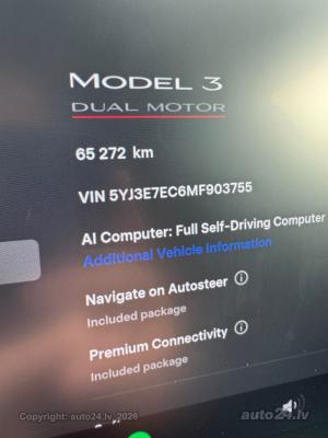 Black Tesla Model 3 2021 in Tallinn, with an engine capacity of 0.00 L and mileage of 65 thousand km for 29500 €, photo 10 on AUTOMOTO.COM.LV