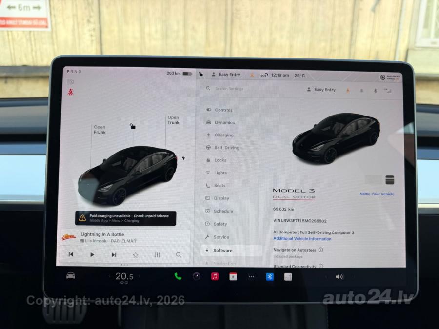 Black Tesla Model 3 2021 in Tallinn, with an engine capacity of 0.00 L and mileage of 70 thousand km for 32990 €, photo 12 on AUTOMOTO.COM.LV