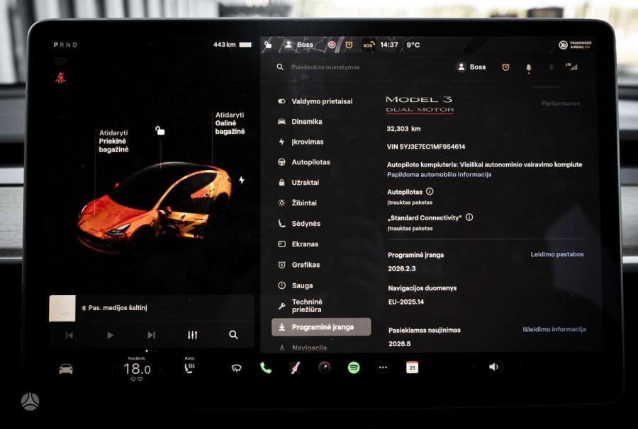 Black Tesla Model 3 2021 in Vilnius, with an engine capacity of 0.00 L and mileage of 40 thousand km for 28000 €, photo 14 on AUTOMOTO.COM.LV
