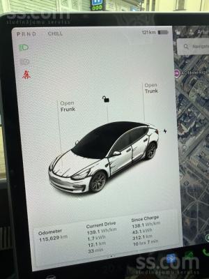Black Tesla Model 3 2021 in Riga, with an engine capacity of 0.00 L and mileage of 119 thousand km for 24000 €, photo 12 on AUTOMOTO.COM.LV