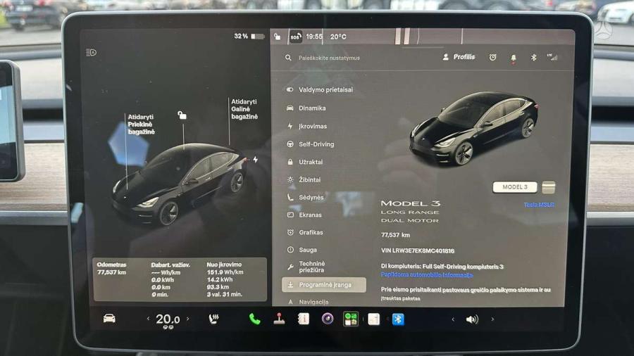 Melns Tesla Model 3 2021 Viļņa, ar dzinēja tilpumu 0.00 L un nobraukumu 78 tūkst. km par 25500 €, foto 12 vietnē AUTOMOTO.COM.LV
