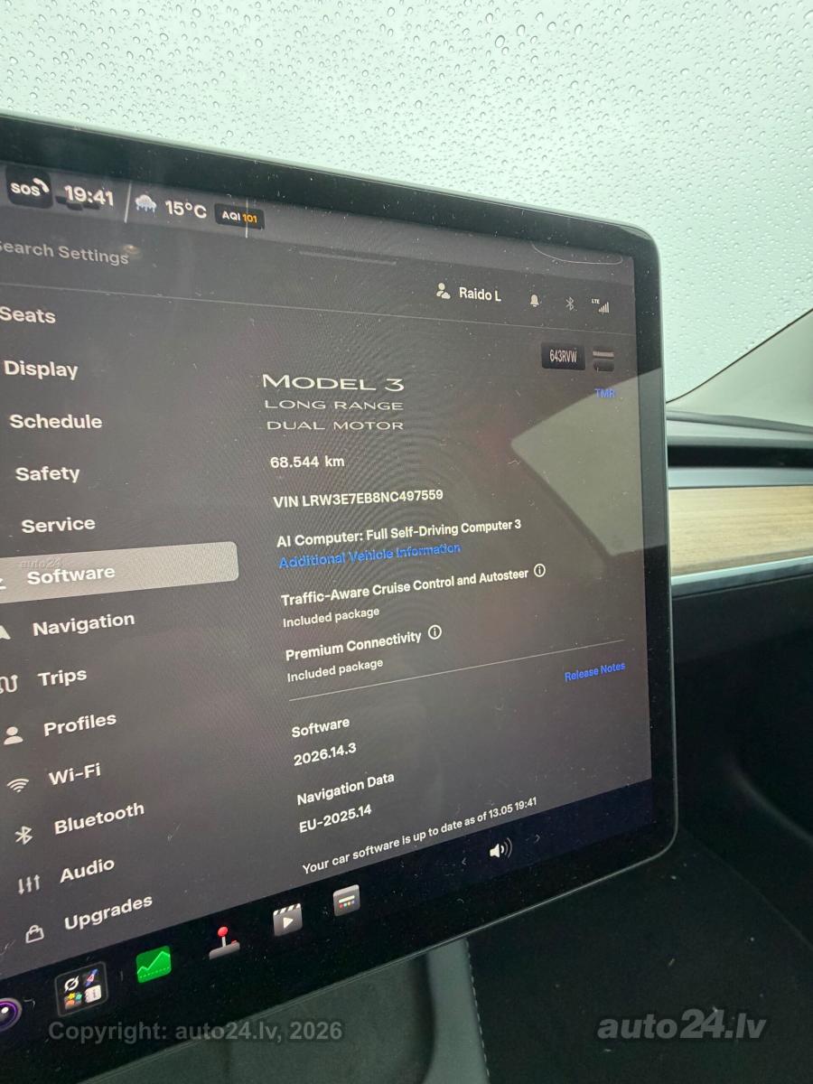Melns Tesla Model 3 2022 Tallina, ar dzinēja tilpumu 0.00 L un nobraukumu 69 tūkst. km par 32000 €, foto 15 vietnē AUTOMOTO.COM.LV