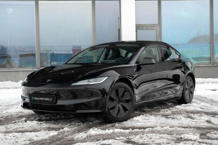 Black Tesla Model 3 2024 in Vilnius, with an engine capacity of 0.00 L and mileage of 14 thousand km for 32000 €, photo 1 on AUTOMOTO.COM.LV