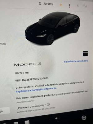 Black Tesla Model 3 2025 in Alytus, with an engine capacity of 0.00 L and mileage of 116 thousand km for 17800 €, photo 25 on AUTOMOTO.COM.LV