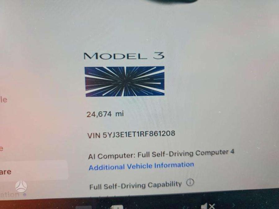 Zils Tesla Model 3 2024 Klaipėda, ar dzinēja tilpumu 0.00 L un nobraukumu 39 tūkst. km par 18500 €, foto 13 vietnē AUTOMOTO.COM.LV