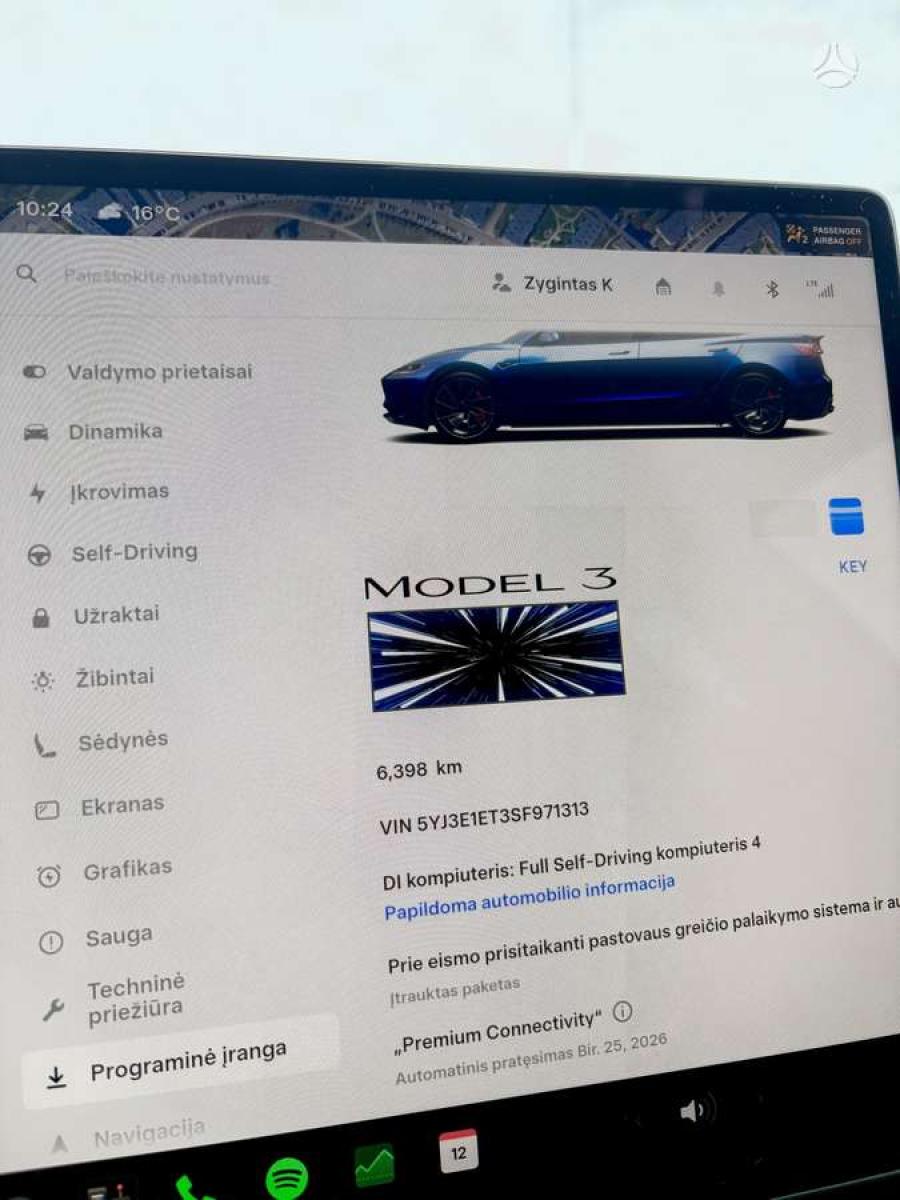 Zils Tesla Model 3 2025 Viļņa, ar dzinēja tilpumu 0.00 L un nobraukumu 8 tūkst. km par 43100 €, foto 11 vietnē AUTOMOTO.COM.LV