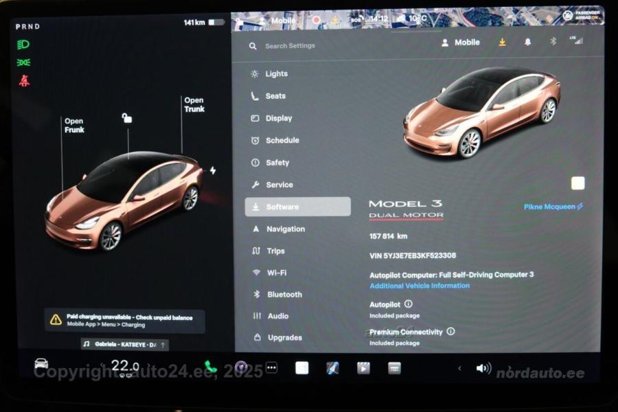 Zils Tesla Model 3 2019 Tallina, ar dzinēja tilpumu 0.00 L un nobraukumu 158 tūkst. km par 22900 €, foto 9 vietnē AUTOMOTO.COM.LV