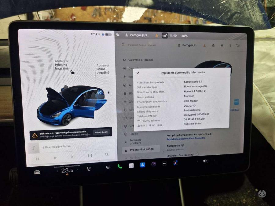 Blue Tesla Model 3 2019 in Marijampole, with an engine capacity of 0.00 L and mileage of 172 thousand km for 9300 €, photo 10 on AUTOMOTO.COM.LV