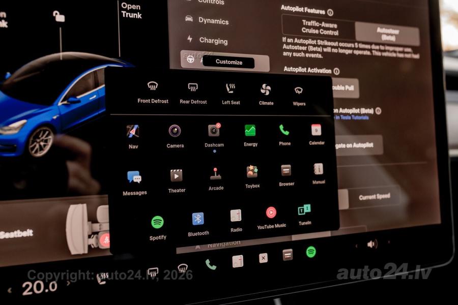 Blue Tesla Model 3 2019 in Parnu, with an engine capacity of 0.00 L and mileage of 86 thousand km for 22500 €, photo 23 on AUTOMOTO.COM.LV