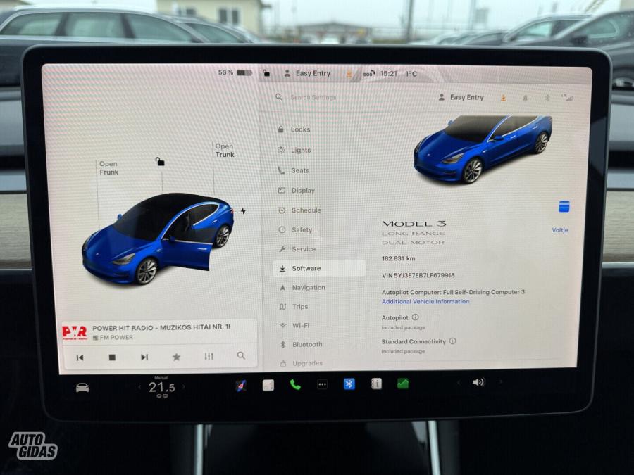 Blue Tesla Model 3 2020 in Vilnius, with an engine capacity of 0.00 L and mileage of 182 thousand km for 18950 €, photo 19 on AUTOMOTO.COM.LV