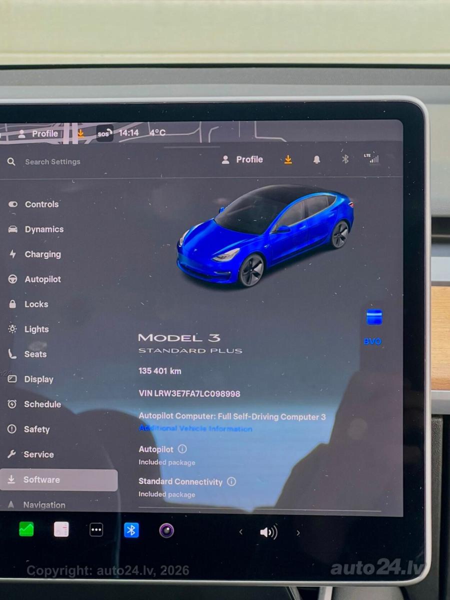 Blue Tesla Model 3 2020 in Tallinn, with an engine capacity of 0.00 L and mileage of 135 thousand km for 20499 €, photo 11 on AUTOMOTO.COM.LV