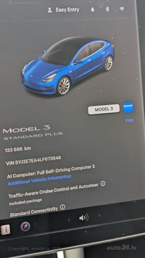 Zils Tesla Model 3 2020 Tallina, ar dzinēja tilpumu 0.00 L un nobraukumu 135 tūkst. km par 20900 €, foto 15 vietnē AUTOMOTO.COM.LV