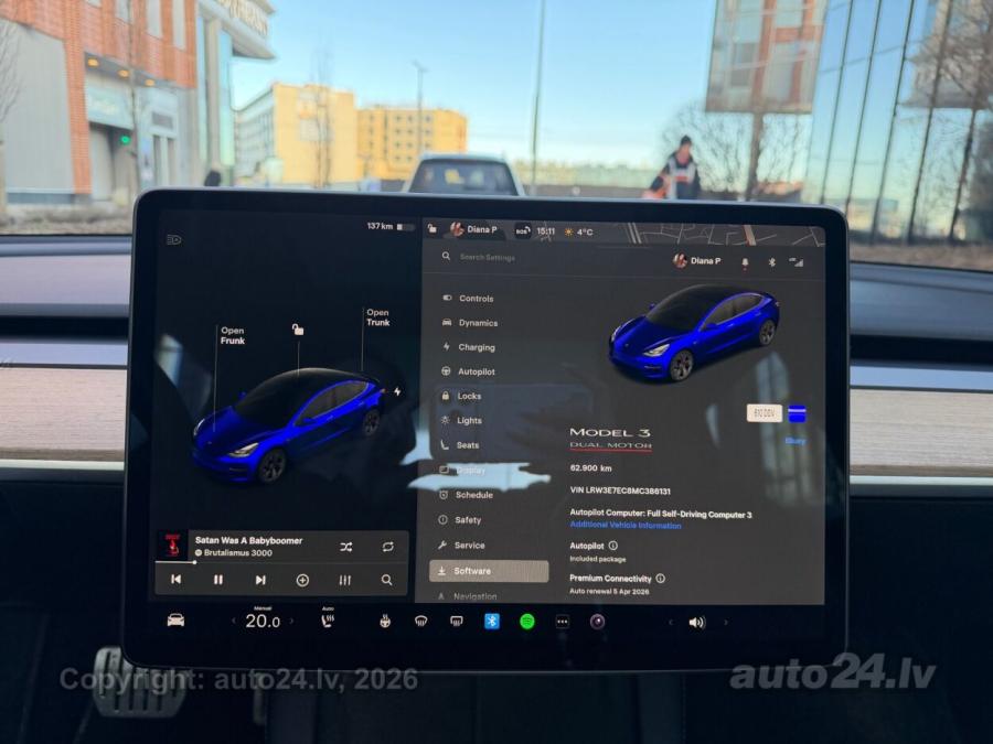 Синий Тесла Модель 3 2021 в Таллин, объемом двигателя 0.00 л и пробегом 64 тыс. км за 32000 €, фото 14 на AUTOMOTO.COM.LV