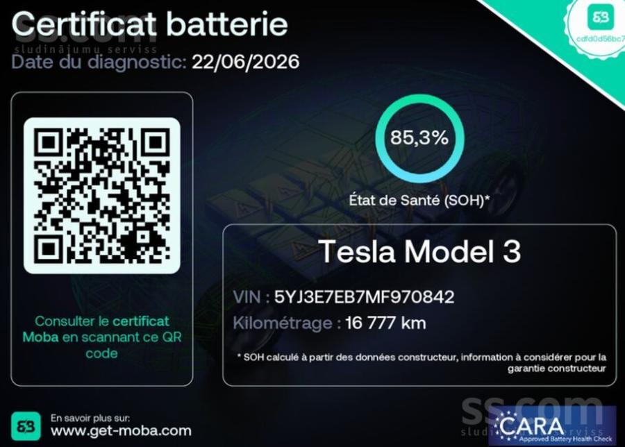 Blue Tesla Model 3 2021 in Riga, with an engine capacity of 0.00 L and mileage of 124 thousand km for 26990 €, photo 8 on AUTOMOTO.COM.LV