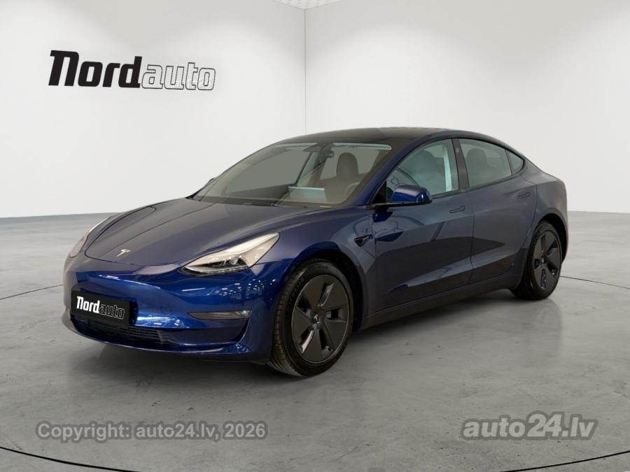 Blue Tesla Model 3 2023 in Tallinn, with an engine capacity of 0.00 L and mileage of 74 thousand km for 32900 €, photo 1 on AUTOMOTO.COM.LV