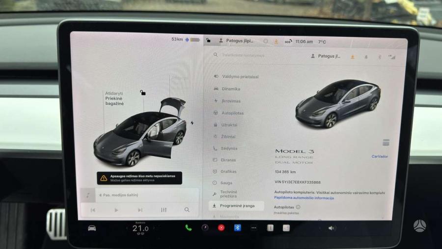 Pelēks Tesla Model 3 2019 Jonava, ar dzinēja tilpumu 0.00 L un nobraukumu 130 tūkst. km par 9999 €, foto 22 vietnē AUTOMOTO.COM.LV