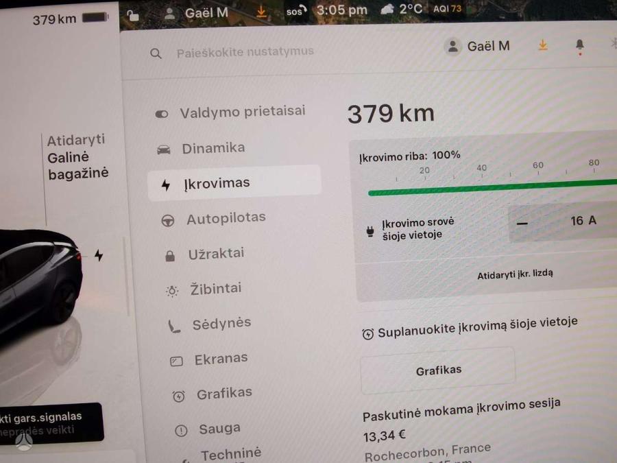 Grey Tesla Model 3 2022 in Kaunas, with an engine capacity of 0.00 L and mileage of 33 thousand km for 11900 €, photo 12 on AUTOMOTO.COM.LV