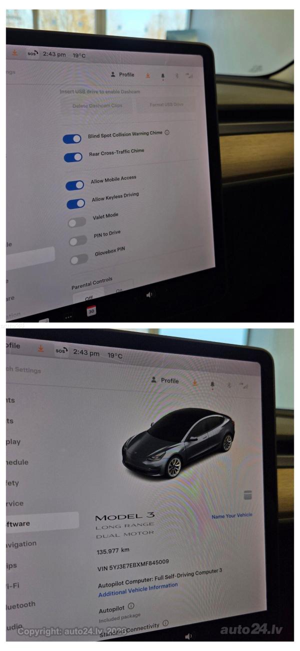 Grey Tesla Model 3 2020 in Tartu, with an engine capacity of 0.00 L and mileage of 136 thousand km for 24999 €, photo 11 on AUTOMOTO.COM.LV