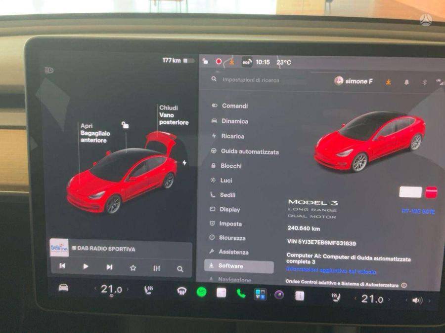 Grey Tesla Model 3 2020 in Vilnius, with an engine capacity of 0.00 L and mileage of 241 thousand km for 17999 €, photo 15 on AUTOMOTO.COM.LV