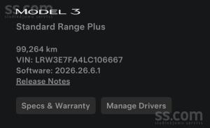Grey Tesla Model 3 2020 in Ogre, with an engine capacity of 0.00 L and mileage of 99 thousand km for 24500 €, photo 6 on AUTOMOTO.COM.LV