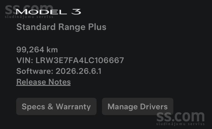 Grey Tesla Model 3 2020 in Ogre, with an engine capacity of 0.00 L and mileage of 99 thousand km for 24500 €, photo 6 on AUTOMOTO.COM.LV