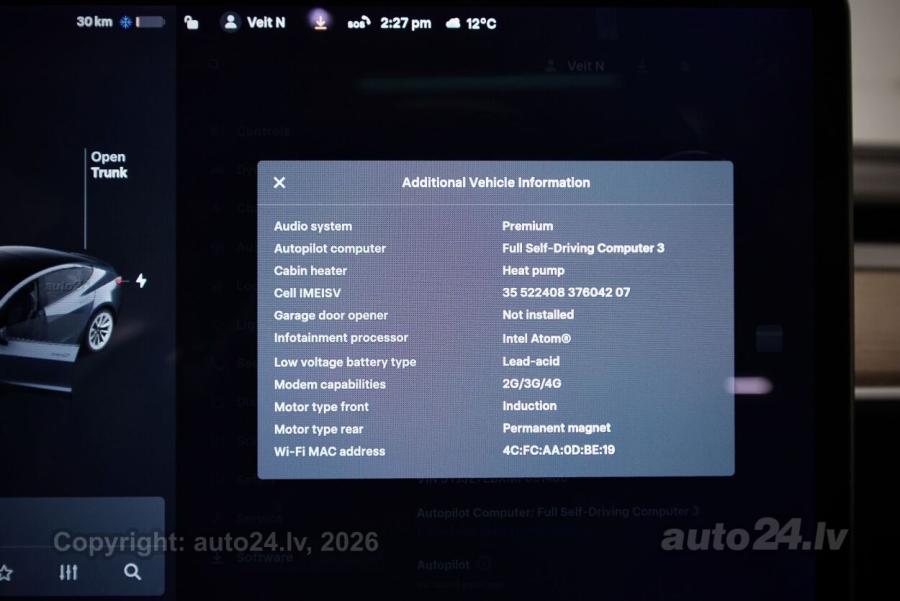 Pelēks Tesla Model 3 2021 Tallina, ar dzinēja tilpumu 0.00 L un nobraukumu 32 tūkst. km par 29990 €, foto 17 vietnē AUTOMOTO.COM.LV