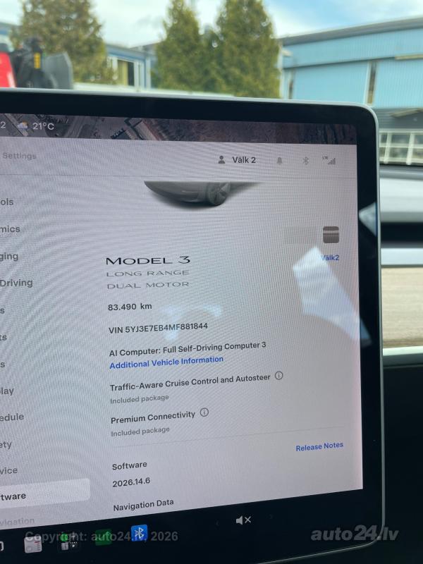 Pelēks Tesla Model 3 2021 Tallina, ar dzinēja tilpumu 0.00 L un nobraukumu 83 tūkst. km par 29500 €, foto 8 vietnē AUTOMOTO.COM.LV
