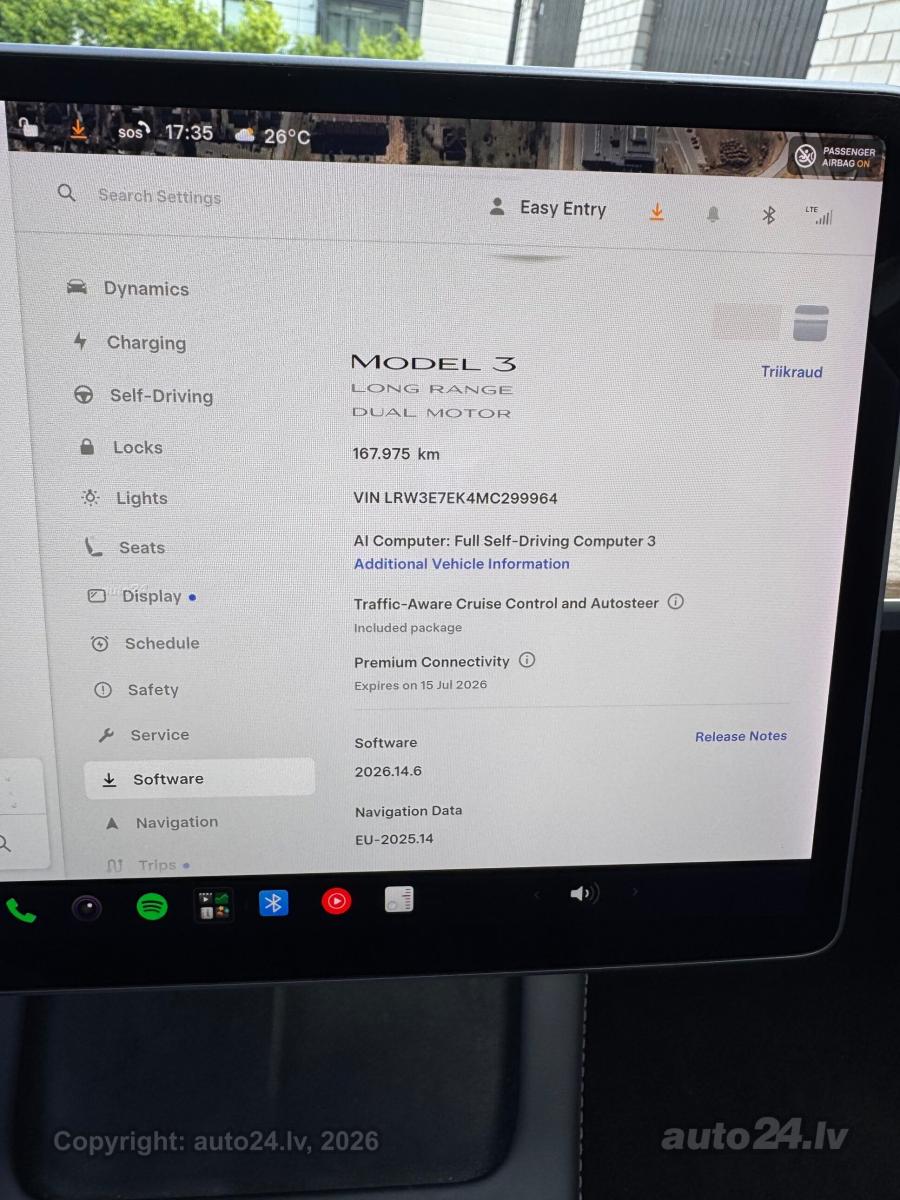 Pelēks Tesla Model 3 2021 Tallina, ar dzinēja tilpumu 0.00 L un nobraukumu 169 tūkst. km par 23900 €, foto 19 vietnē AUTOMOTO.COM.LV