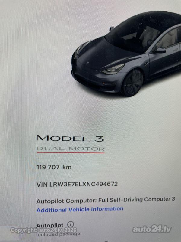 Pelēks Tesla Model 3 2022 Tallina, ar dzinēja tilpumu 0.00 L un nobraukumu 120 tūkst. km par 26900 €, foto 10 vietnē AUTOMOTO.COM.LV