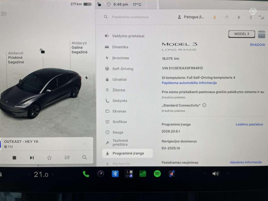 Серый Тесла Модель 3 2025 в Утена, объемом двигателя 0.00 л и пробегом 18 тыс. км за 30750 €, фото 16 на AUTOMOTO.COM.LV