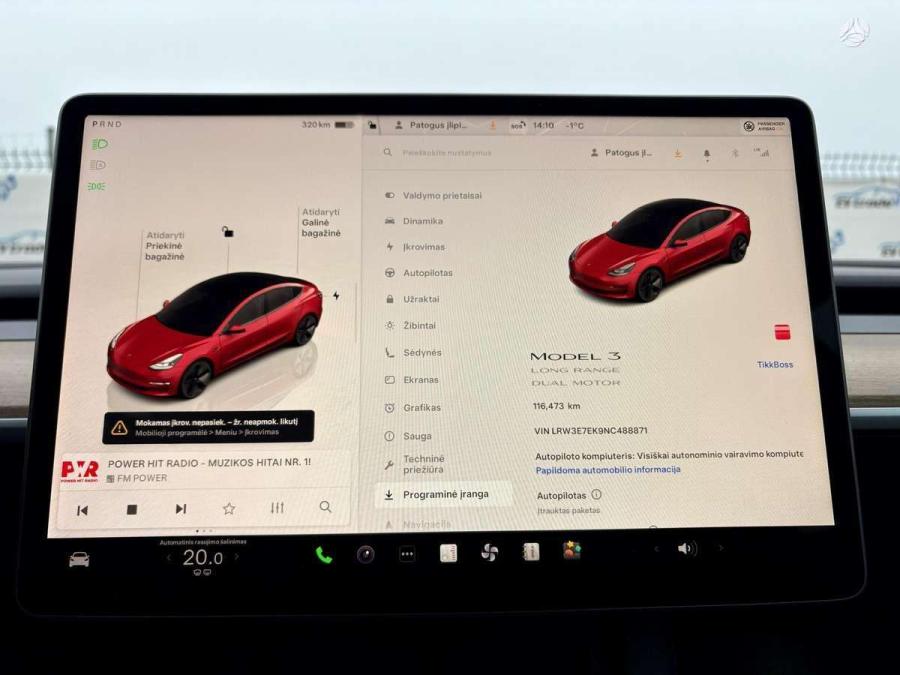Red Tesla Model 3 2022 in Vilnius, with an engine capacity of 0.00 L and mileage of 116 thousand km for 25800 €, photo 8 on AUTOMOTO.COM.LV
