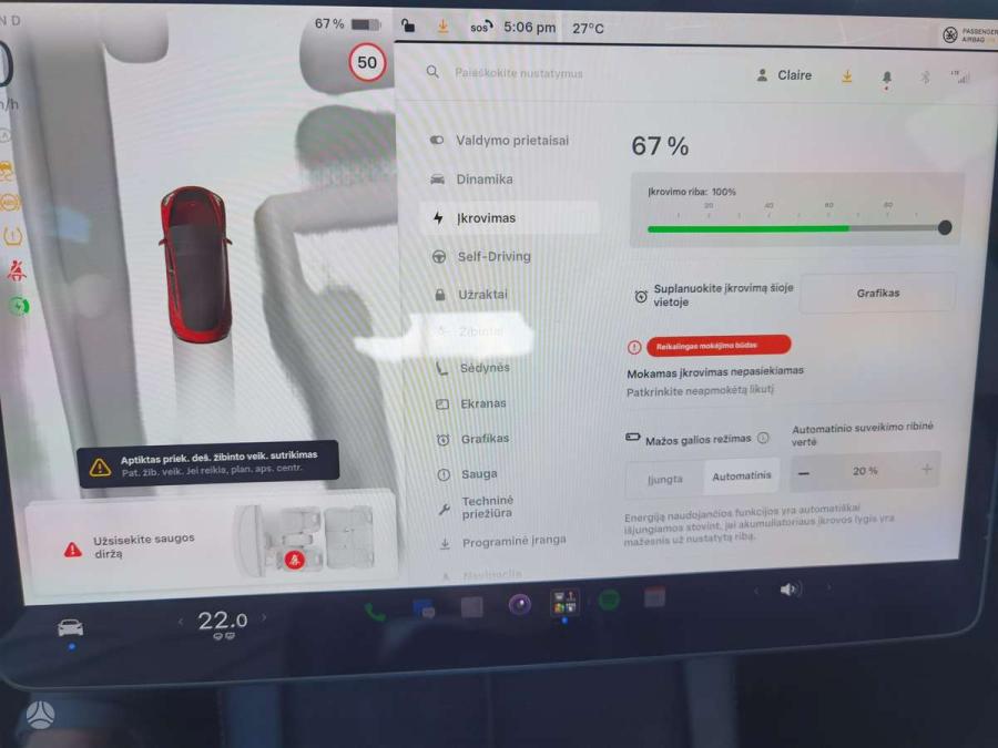 Красный Тесла Модель 3 2023 в Каунас, объемом двигателя 0.00 л и пробегом 115 тыс. км за 13500 €, фото 14 на AUTOMOTO.COM.LV