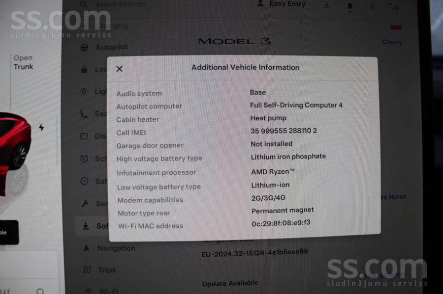 Red Tesla Model 3 2024 in Liepaja, with an engine capacity of 0.00 L and mileage of 20 thousand km for 33500 €, photo 12 on AUTOMOTO.COM.LV