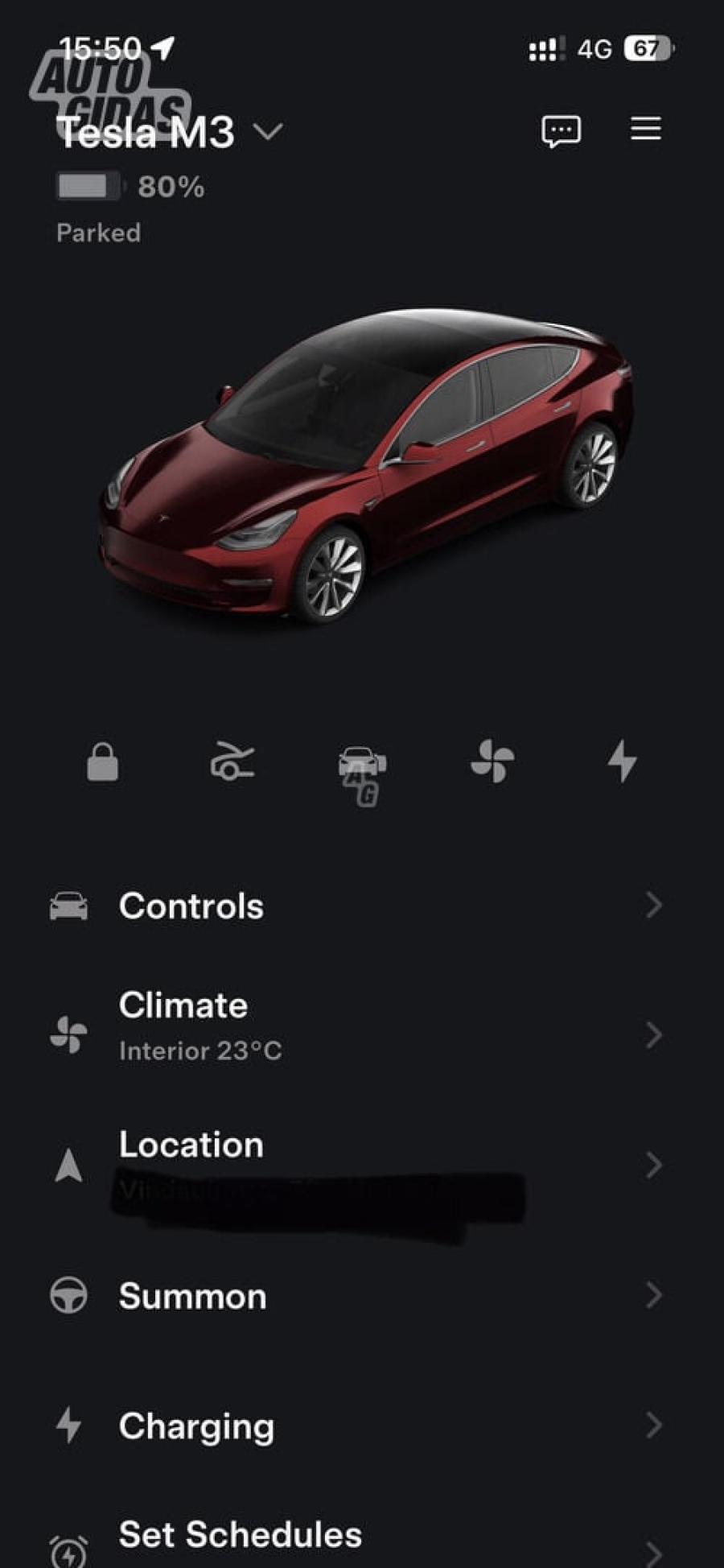 Red Tesla Model 3 2017 in Vilnius, with an engine capacity of 0.00 L and mileage of 68 thousand km for 17400 €, photo 21 on AUTOMOTO.COM.LV
