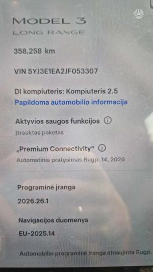 Sarkans Tesla Model 3 2018 Viļņa, ar dzinēja tilpumu 0.00 L un nobraukumu 359 tūkst. km par 13400 €, foto 16 vietnē AUTOMOTO.COM.LV