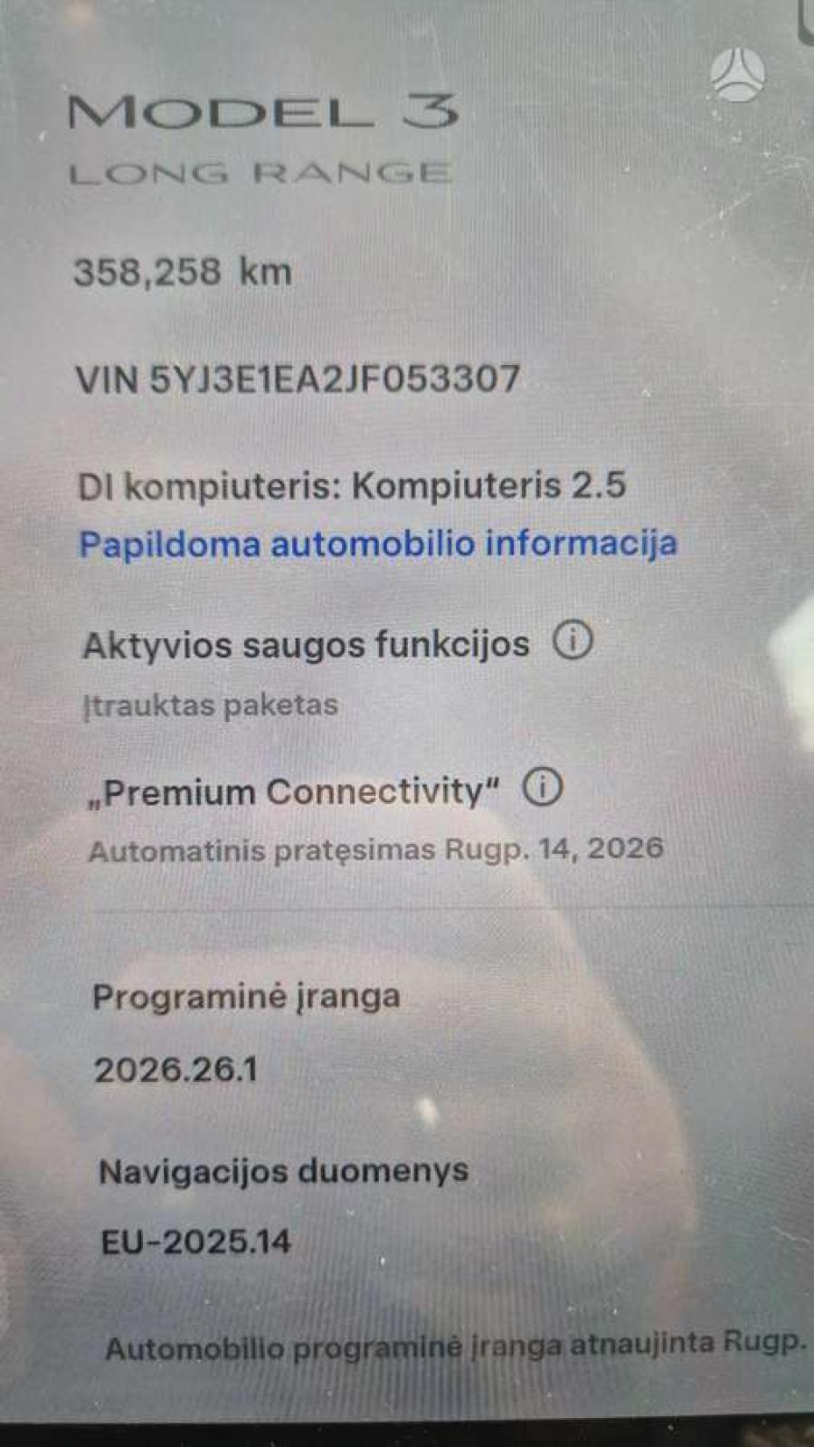 Sarkans Tesla Model 3 2018 Viļņa, ar dzinēja tilpumu 0.00 L un nobraukumu 359 tūkst. km par 13400 €, foto 16 vietnē AUTOMOTO.COM.LV
