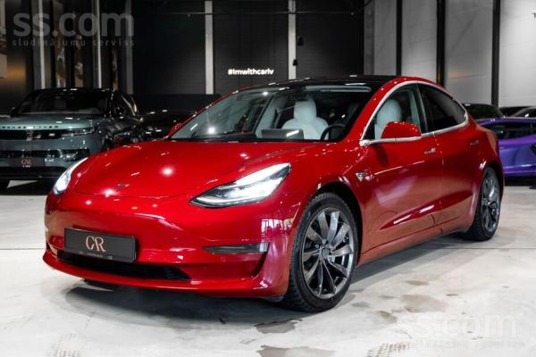 Sarkans Tesla Model 3 2019 Rīga, ar dzinēja tilpumu 0.00 L un nobraukumu 140 tūkst. km par 23900 €, foto 1 vietnē AUTOMOTO.COM.LV