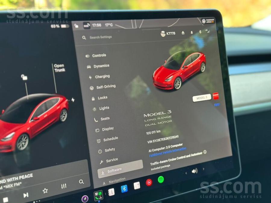 Sarkans Tesla Model 3 2019 Rīga, ar dzinēja tilpumu 0.00 L un nobraukumu 105 tūkst. km par 18950 €, foto 20 vietnē AUTOMOTO.COM.LV
