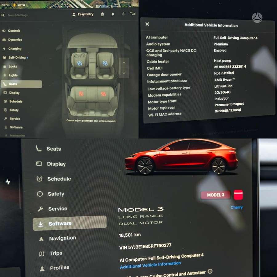 Red Tesla Model 3 2024 in Klaipeda, with an engine capacity of 0.00 L and mileage of 19 thousand km for 33500 €, photo 18 on AUTOMOTO.COM.LV