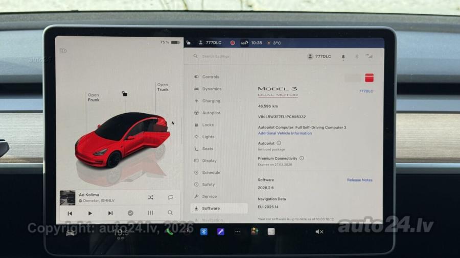 Tesla Model 3 2022 Tallina, ar dzinēja tilpumu 0.00 L un nobraukumu 47 tūkst. km par 32500 €, foto 11 vietnē AUTOMOTO.COM.LV
