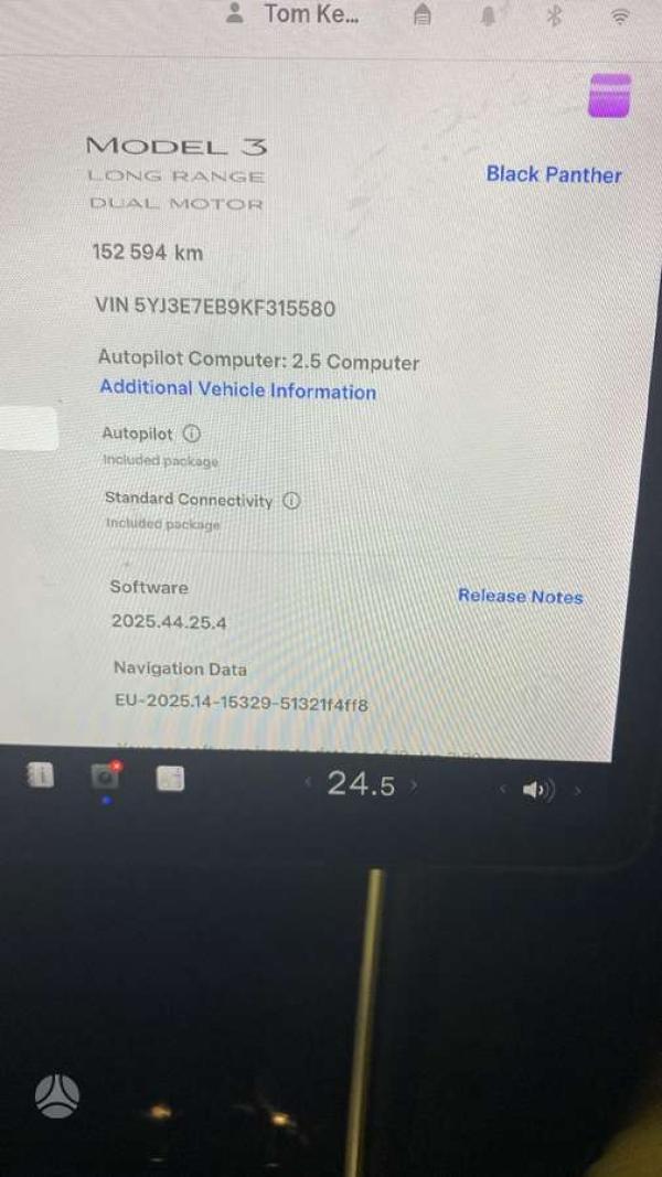 Violets Tesla Model 3 2019 Kauņa, ar dzinēja tilpumu 0.00 L un nobraukumu 154 tūkst. km par 6500 €, foto 6 vietnē AUTOMOTO.COM.LV