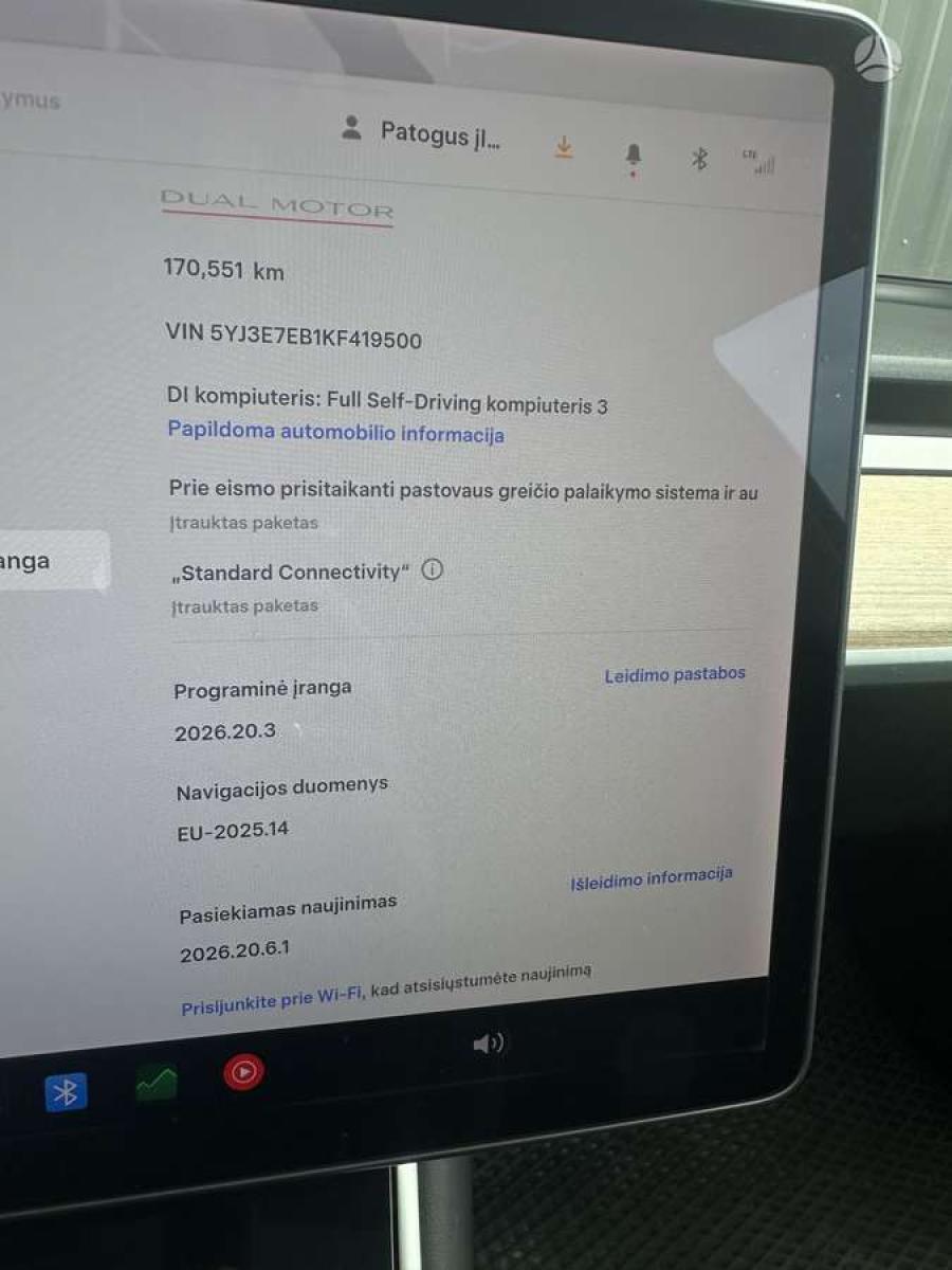 White Tesla Model 3 2019 in Kaunas, with an engine capacity of 0.00 L and mileage of 171 thousand km for 18500 €, photo 15 on AUTOMOTO.COM.LV
