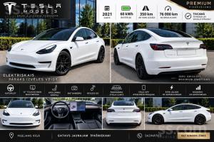 White Tesla Model 3 2021 in Riga, with an engine capacity of 0.00 L and mileage of 0 thousand km for 21600 €, photo 1 on AUTOMOTO.COM.LV