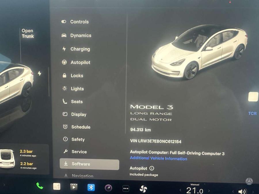 Balts Tesla Model 3 2022 Marijampole, ar dzinēja tilpumu 0.00 L un nobraukumu 94 tūkst. km par 23400 €, foto 23 vietnē AUTOMOTO.COM.LV